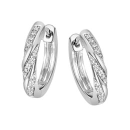 Paar Creolen Firetti "Schmuck Geschenk Silber 925 Ohrschmuck gedreht glitzernd", silber (silberfarben, kristallwei&szlig;, kristallwei&szlig;), Ohrringe, Damen, Silber 925 (Sterlingsilber), mit Zirkonia (synth.)
