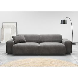 Big-Sofa Home Affaire "Glimminge auch in Breitcord, Feincord + Easy care-Bezug", grau (dunkelgrau), B:254cm H:71cm T:101cm, 12% Polyaxryl, 88% Polyester, Sofas, Big-Sofa, besondere Kedern&auml;hte Zierkissen