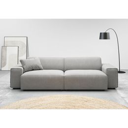 Big-Sofa Home Affaire "Glimminge auch in Breitcord, Feincord + Easy care-Bezug", grau (light grau), B:254cm H:71cm T:101cm, 100% Polyester, Sofas, Big-Sofa, besondere Kedern&auml;hte Zierkissen