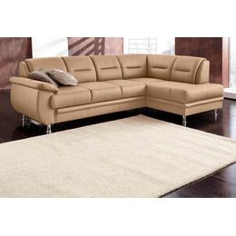 Sit & More Ecksofa SIT & MORE "Mailand L-Form, B: 250 cm", braun (caf&eacute;), B:250cm H:85cm T:164cm, Luxus-Kunstleder;Kunstleder Softlux;NaturLEDER (echtes Rindleder)/Korpus passendes Kunstleder Softlux;Luxus-Microfaser Altara Nubuck (100% Polyester), Sofas, Ecksofa, optional Bettfunktion,Ottomane,inkl 5 Jahre Herstellergarantie