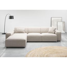 Ecksofa Home Affaire "Glimminge auch in Breitcord, Feincord, Boucl&eacute; + Easy care-Bezug", beige (nature), B:294cm H:71cm T:191cm, 100% Polyester, Sofas, Ecksofa, L-Form, Breite 294, Zierkissen
