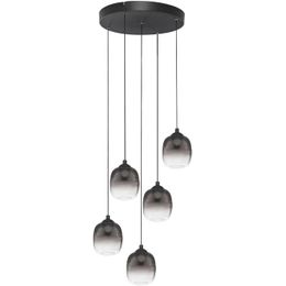 NOVA LUCE Pendelleuchte "KITA", grau (schwarz, rauch), 5, &Oslash; 43cm H: 150cm, 1 Stk., Leuchten, Pendelleuchte