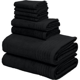 Handtuch Set OTTO HOME "Sanremo Premium, Premium Handt&uuml;cher, 600 gr/m&sup2;, dicke Qualit&auml;t", schwarz, 8 Stk., Frottier, Frottier, Obermaterial: 100% Baumwolle, Handtuch-Sets, Duscht&uuml;cher, Handt&uuml;cher, Seift&uuml;cher, 100% Baumwolle, 5 Jahre Garantie