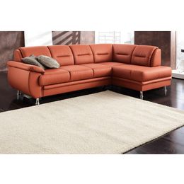 Sit & More Ecksofa SIT & MORE "Mailand L-Form, B: 250 cm", orange (terrakotta), B:250cm H:85cm T:164cm, Luxus-Kunstleder;Kunstleder Softlux;NaturLEDER (echtes Rindleder)/Korpus passendes Kunstleder Softlux;Luxus-Microfaser Altara Nubuck (100% Polyester), Sofas, Ecksofa, optional Bettfunktion,Ottomane,inkl 5 Jahre Herstellergarantie