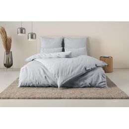 Bettw&auml;sche OTTO HOME "Luisa", grau (hellgrau), B/L: 135cm x 200cm, 1 Stk., 1 Stk., Perkal, B/L: 80cm x 40cm, 2, Perkal, Obermaterial: 100% Baumwolle, Bettw&auml;sche, Bettw&auml;sche, ab Gr. 135x200, auch in PREMIUM Qualit&auml;ten erh&auml;ltlich, Streifen