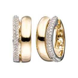 Paar Creolen Jobo "Ohrringe mit 86 Diamanten", gelb (gelbgold 585), Ohrringe, Damen, 15,9mm, SI = kleine Einschl&uuml;sse, Diamanten Gelbgold 585, Diamanten, Gelbgold 585, 585 Gold bicolor