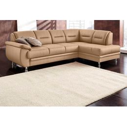 Sit & More Ecksofa SIT & MORE "Mailand L-Form, B: 250 cm", braun (caf&eacute;), B:250cm H:85cm T:164cm, Luxus-Kunstleder;Kunstleder Softlux;NaturLEDER (echtes Rindleder)/Korpus passendes Kunstleder Softlux;Luxus-Microfaser Altara Nubuck (100% Polyester), Sofas, Ecksofa, optional Bettfunktion,Ottomane,inkl 5 Jahre Herstellergarantie