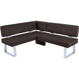 K+w Komfort & Wohnen Eckbank K+W KOMFORT & WOHNEN "Santos II Esszimmerbank", braun (schwarzbraun), B:157cm H:87cm T:180cm, 100% Polyester, Sitzb&auml;nke, Eckbank, gepolstert, Eckbank, wahlweise langer Schenkel 180cm rechts oder links