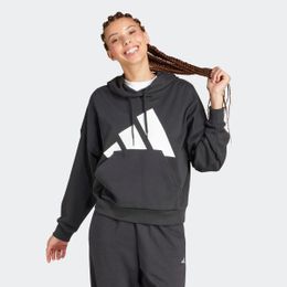 Kapuzensweatshirt adidas Sportswear "ESSENTIALS BIG LOGO FRENCH TERRY LOOSE HOODIE", Damen, Gr. XS, schwarz-wei&szlig; (schwarz, wei&szlig;), Obermaterial: 55% Baumwolle, 36% Polyester, 9% Viskose, angesetztes B&uuml;ndchen, Sweatshirts