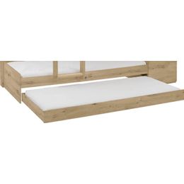 Bettschubkasten Relita "Sina", braun (eiche artisan), B:199cm H:20,5cm T:94cm, Holzwerkstoff, Schubladen, Bettschubkasten, leichte Rollenf&uuml;hrung