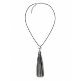 Lange Kette "Gesa", Damen, Gr. onesize, Metall, silber, Collezione Alessandro, Basic, Halsketten, mit Quaste und Glasstein