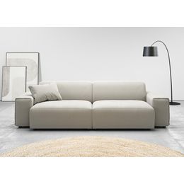 Big-Sofa Home Affaire "Glimminge auch in Breitcord, Feincord + Easy care-Bezug", grau (hellgrau), B:254cm H:71cm T:101cm, 100% Polyester, Sofas, Big-Sofa, besondere Kedern&auml;hte Zierkissen