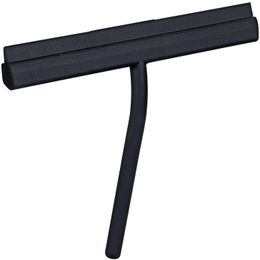 Duschabzieher Wenko "Agana", schwarz, B:25cm H:22cm L:4cm, Edelstahl, Silikon, Wasserabzieher, Duschabzieher, mit magnetischer Wandhalterung zum Kleben