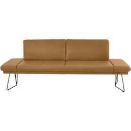 K+w Komfort & Wohnen Essbank K+W KOMFORT & WOHNEN "Pego Polsterbank", gelb (curcuma 71), B:226cm H:88cm T:66cm, Sitzb&auml;nke, Essbank, Seitenteilverstellung, wahlweise in 206 oder 226cm, Echtleder Bezug