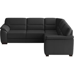 Sit & More Ecksofa SIT & MORE "Montego Leder, L-Form, B: 255cm", schwarz, B:255cm H:88cm T:225cm, Sofas, Ecksofa, wahlweise mit Bettfunktion und Schubkasten