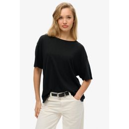 T-Shirt Superdry "STUDIOS DROPPED SHOULDER TEE", Damen, Gr. XS, schwarz, Single Jersey, Obermaterial: 60% Baumwolle, 40% Modal, unifarben, oversize normal, Rundhals, Shirts T-Shirt, aus Baumwollmischung, mit Markenlabel, Oversize-Passform, Kurzarm