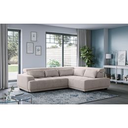 Ecksofa COTTA "Jade L Form, Breite: 270 cm, mit Kopfteilverstellung & Nierenkissen", beige (elephant), B:270cm H:90cm T:203cm, 100% POLYESTER (PES), Sofas, Ecksofa, optional elektr. Sitztiefenverstellung