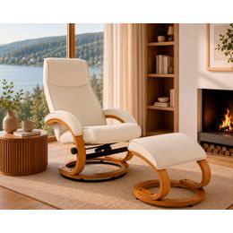 Relaxsessel Home Affaire "mit Hocker PARIS - OTTO. Verl&auml;ssliche Qualit&auml;t.", beige (creme), B:67cm H:107cm T:78cm, NaturLeder (echtes Rindsleder) in Sitz und R&uuml;cken. Korpus in passendem Softlux-Kunstleder bezogen;Kunstleder/PU;Primabelle-Microfaser (100% Polyester);Webstoff (100% Polyester), Sessel, Relaxsessel, Relaxfunktion, Dreh- und Kippfunktion, Unser Dauertiefpreis