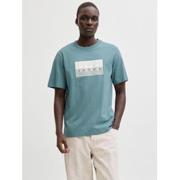 Jack & Jones Kurzarmshirt JACK & JONES "JCOFUSION DOTS PRINT TEE SS CREW SN", Jungen, Gr. M, north atlantic, Jersey, Obermaterial: 100% Baumwolle, bedruckt, regular fit normal, Rundhals, Shirts, Baumwolle, regular fit