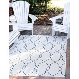 Outdoorteppich "Outdoor Crosses, LAGERR&Auml;UMUNG", blau (elfenbeinfarben, marineblau), B:152cm H:4mm L:244cm, Polypropylen (PP), MyFlair M&Ouml;BEL & ACCESSOIRES, Teppiche, Outdoorteppich, Flachgewebe, In- und Outdoor geeignet