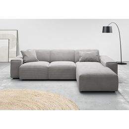 Ecksofa Home Affaire "Glimminge L-Form auch in Breitcord, Feincord + Easy care-Bezug", grau, B:264cm H:71cm T:191cm, 12% Polyaxryl, 88% Polyester, Sofas, Ecksofa, Breite 264, Zierkissen