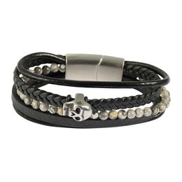 Adelia&acute;s Kettenanh&auml;nger ADELIA&acute;S "Anh&auml;nger &ndash; Totenkopfanh&auml;nger aus Leder mit Jaspis", schwarz, Schmuckanh&auml;nger, Herren, Leder, Kettenanh&auml;nger, Ideal als Geschenk zum einfach so