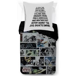Kinderbettw&auml;sche Star Wars "Star Wars Classic Comic", grau, B/L: 135cm x 200cm, 1 Stk., 1 Stk., Linon, B/L: 80cm x 80cm, 2, Linon, Obermaterial: 100% Baumwolle, Bettw&auml;sche, 100% Baumwolle
