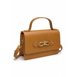 Umh&auml;ngetasche "Bellezza", Damen, Gr. B/H/T: 24cm x 16cm x 8cm onesize, braun, Polyurethan (PU), Collezione Alessandro, Taschen Umh&auml;ngetasche, mit eleganter Schleife