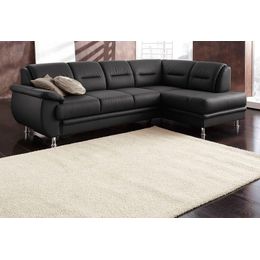 Sit & More Ecksofa SIT & MORE "Mailand L-Form, B: 250 cm", schwarz, B:250cm H:85cm T:164cm, Luxus-Kunstleder;Kunstleder Softlux;NaturLEDER (echtes Rindleder)/Korpus passendes Kunstleder Softlux;Luxus-Microfaser Altara Nubuck (100% Polyester), Sofas, Ecksofa, optional Bettfunktion,Ottomane,inkl 5 Jahre Herstellergarantie
