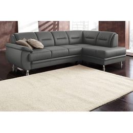 Sit & More Ecksofa SIT & MORE "Mailand L-Form, B: 250 cm", grau, B:250cm H:85cm T:164cm, Luxus-Kunstleder;Kunstleder Softlux;NaturLEDER (echtes Rindleder)/Korpus passendes Kunstleder Softlux;Luxus-Microfaser Altara Nubuck (100% Polyester), Sofas, Ecksofa, optional Bettfunktion,Ottomane,inkl 5 Jahre Herstellergarantie