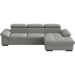 Sit & More Ecksofa SIT & MORE "Viola, L-Form, B: 260 cm", grau (stone), B:260cm H:73cm T:174cm, 100% Polyester, Sofas, Ecksofa, optional Bettfunktion,inkl Armteil- & Kopfteilverstellung