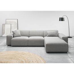 Ecksofa Home Affaire "Glimminge auch in Breitcord, Feincord, Boucl&eacute; + Easy care-Bezug", grau (light grau), B:294cm H:71cm T:191cm, 100% Polyester, Sofas, Ecksofa, L-Form, Breite 294, Zierkissen