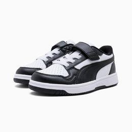 Sneaker Puma "REB-L AC PS", M&auml;dchen, Gr. 30, schwarz-wei&szlig; (Puma wei&szlig;, Puma schwarz), Synthetik, unifarben, Schuhe Sneaker, mit Klettverschluss, mit Gummidetails