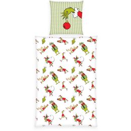 Wendebettw&auml;sche The Grinch "Grinch", bunt, B/L: 135cm x 200cm, 1 Stk., 1 Stk., Flanell, B/L: 80cm x 80cm, 2 Stk., Flanell, Obermaterial: 100% Baumwolle, Bettw&auml;sche, Wendebettw&auml;sche, mit niedlichem Allover-Motiv