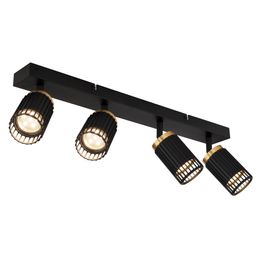 Globo LIGHTING Deckenspot "KORBEN", schwarz matt, 4, H: 15,5cm, 1 Stk., Leuchten, Schwarzer Strahler mit Aluminium schwarz-gold, E14 4x25W, Deckenspot