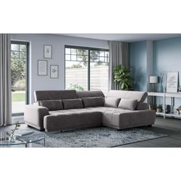 Ecksofa COTTA "Jade L Form, Breite: 270 cm, mit Kopfteilverstellung & Nierenkissen", grau (graphite), B:270cm H:90cm T:203cm, 92% POLYESTER (PES) / 8% POLYAMID (PA), Sofas, Ecksofa, optional elektr. Sitztiefenverstellung