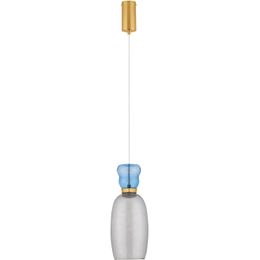 NOVA LUCE Pendelleuchte "PLUMA", blau, rauch, goldfarben, 1, &Oslash; 15cm H: 179cm, 1 Stk., Leuchten, Pendelleuchte