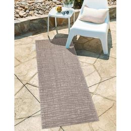 Teppich Carpet City "In-& Outdoorteppich Santorini 450, 3D-Effekt, Gestreift", braun, B:80cm H:5mm L:250cm, Polypropylen, Teppiche, Teppich, Wetterfest & UV-best&auml;ndig f&uuml;r Terrasse, Balkon, K&uuml;che, Flur