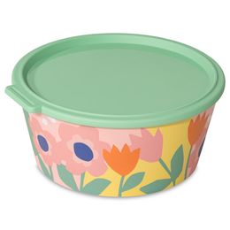 Aufbewahrungssch&uuml;ssel Koziol "NORA BOX 2,2l BLOOMS Schale 2,2l mit Deckel", bunt (sweet pink, mid gr&uuml;n), B:21,8cm H:9,5cm, Kunststoff, Lebensmittelaufbewahrungsbeh&auml;lter