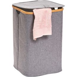 W&auml;schesortierer zeller PRESENT, grau, B:33cm H:50cm T:33cm, Polyester, W&auml;schesammler, W&auml;schesortierer, Moderner Bambus Rahmen