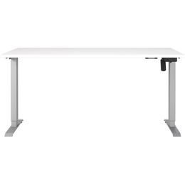 Schreibtisch Germania "Boras", wei&szlig; (wei&szlig;, silber, silber, wei&szlig;), B:160cm H:120cm T:80cm, Tische, Schreibtisch, Breite 120/140/160/180 cm, Metallgestell, elektrisch h&ouml;henverstellbar