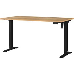 Schreibtisch Germania "Boras", braun (navarra, eiche, nachbildung, schwarz, schwarz, navarra, eiche, nachbildung), B:140cm H:120cm T:80cm, Tische, Schreibtisch, Breite 120/140/160/180 cm, Metallgestell, elektrisch h&ouml;henverstellbar