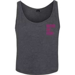 Muskelshirt MisterTee "MisterTee Damen Ladies Waiting For Friday Box Tank", Damen, Gr. L, charcoal, 60% Baumwolle, 40% Polyester, bedruckt, regular fit, ohne Ausschnitt, Shirts