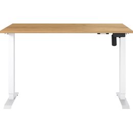 Schreibtisch Germania "Boras", wei&szlig; (navarra, eiche, nachbildung, wei&szlig;, wei&szlig;, navarra, eiche, nachbildung), B:120cm H:120cm T:80cm, Tische, Schreibtisch, Breite 120/140/160/180 cm, Metallgestell, elektrisch h&ouml;henverstellbar