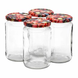 Einmachglas Van Well "Einmachgl&auml;ser / Sturzgl&auml;ser Wildberries 720 ml 4er Set transparent", bunt (transparent), L:8,5cm, Glas, Lebensmittelaufbewahrungsbeh&auml;lter