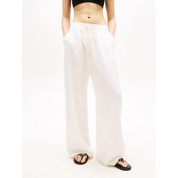 Schlupfhose Tommy Jeans "TJW ESSENTIAL LINEN PANTS", Damen, Gr. L (40), N-Gr, ecru, Web, Obermaterial: 55% Leinen, 27% Baumwolle, 18% Viskose, unifarben, loose fit lang, Hosen Schlupfhose, mit Leinen, Loose Fit