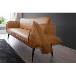 K+w Komfort & Wohnen Essbank K+W KOMFORT & WOHNEN "Drive Polsterbank", gelb (curcuma 71), B:238cm H:91cm T:66cm, Cloud: Nappaleder pigmentiert, Glattleder, 0, 9/1, 1mm, elegantes Leder mit Wolkung und weichen Griff; 775: Flachgewebe, 100% Polyester, Sitzb&auml;nke, Essbank, mit Seitenteilverstellung, wahlweise in 218 oder 238 cm Breite