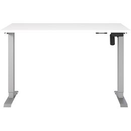 Schreibtisch Germania "Boras", wei&szlig; (wei&szlig;, silber, silber, wei&szlig;), B:120cm H:120cm T:80cm, Tische, Schreibtisch, Breite 120/140/160/180 cm, Metallgestell, elektrisch h&ouml;henverstellbar