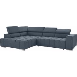 Ecksofa exxpo - SOFA FASHION "Elias, aktuelle Kreuzsteppung im Sitz, bequem, Breite 307cm, L-Form", blau (night sky), B:307cm H:94cm T:201cm, Struktur ( 100% Polyester), Sofas, Ecksofa, mit Kopf- bzw. R&uuml;ckenverstellung, wahlweise mit Bettfunktion