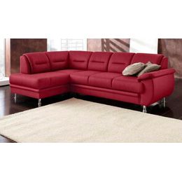 Sit & More Ecksofa SIT & MORE "Mailand L-Form, B: 250 cm", rot (karminrot), B:250cm H:85cm T:164cm, Luxus-Kunstleder;Kunstleder Softlux;NaturLEDER (echtes Rindleder)/Korpus passendes Kunstleder Softlux;Luxus-Microfaser Altara Nubuck (100% Polyester), Sofas, Ecksofa, optional Bettfunktion,Ottomane,inkl 5 Jahre Herstellergarantie